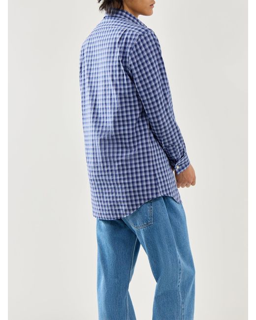 Polo Ralph Lauren Custom Fit Stretch Poplin Check Shirt in Blue for Men ...