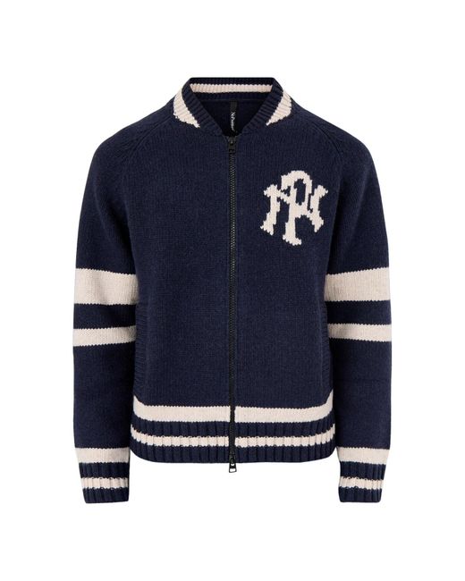 No Problemo Nyp Varsity Zip Thru Knitwear in Blue for Men | Lyst UK