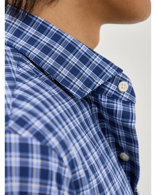 Polo Ralph Lauren Custom Fit Stretch Poplin Check Shirt in Blue for Men ...