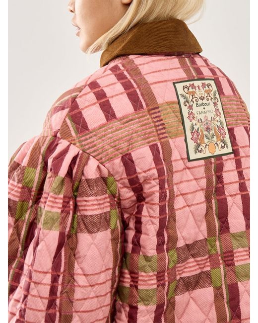 Barbour X Farm Rio Ana-Clara Quilt Jacket in Red | Lyst UK