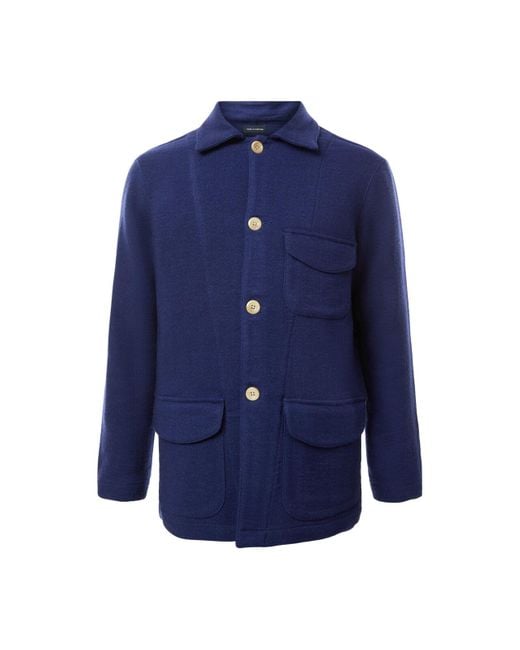 Drake's Men's Wool Linen Three Pocket Chore Jacket in Blue for Men ...