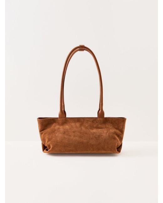 Marlon Bacil Long Handle Suede Bag Tan in White | Lyst UK