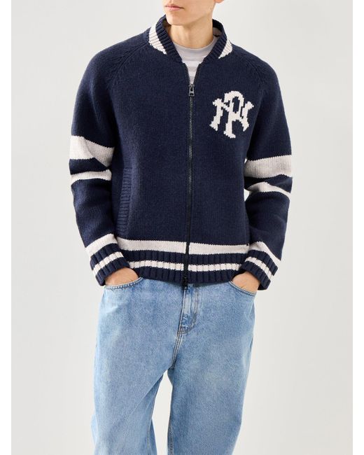 No Problemo Nyp Varsity Zip Thru Knitwear in Blue for Men | Lyst UK