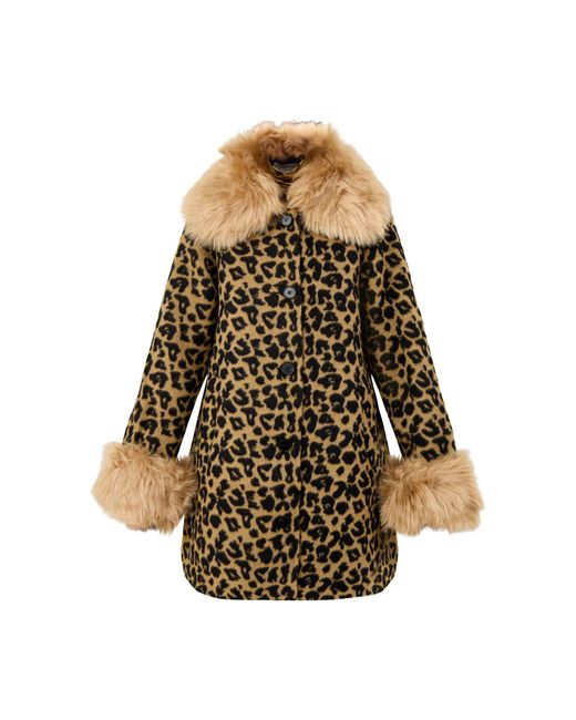 Never Fully Dressed Leopard Faux Fur Coat in Natural | Lyst UK