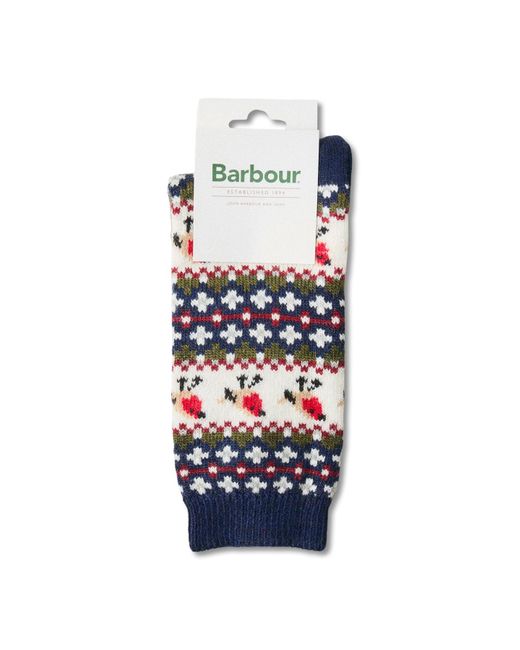 Barbour Robin Fair Isle Socks in White | Lyst UK
