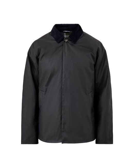 Barbour Short Lorden Wax Mac in Black for Men | Lyst UK