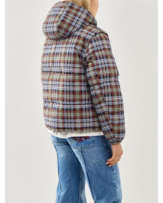 Damson Madder Pearl Puffer Check in Grey | Lyst UK