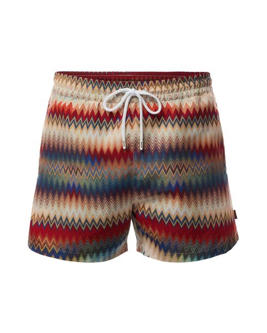 Missoni Men's Micro Zig Zag All Over Swim Shorts in Red for Men | Lyst UK