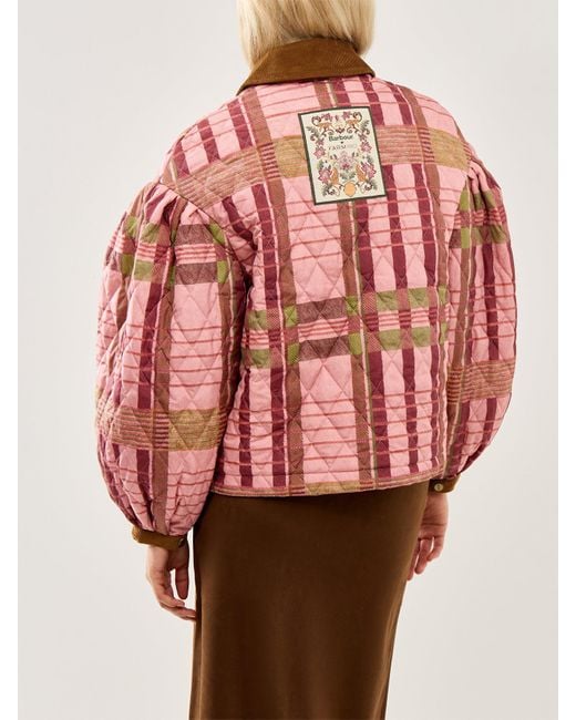 Barbour X Farm Rio Ana-Clara Quilt Jacket in Red | Lyst UK