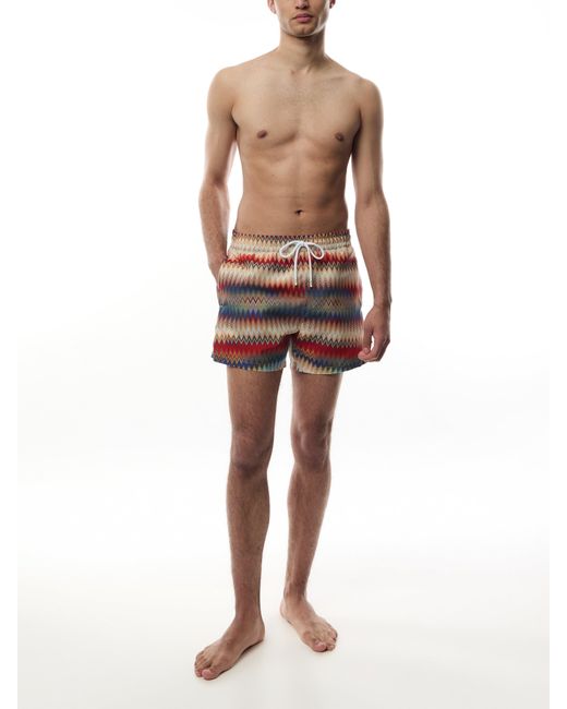 Missoni Men's Micro Zig Zag All Over Swim Shorts in Red for Men | Lyst UK