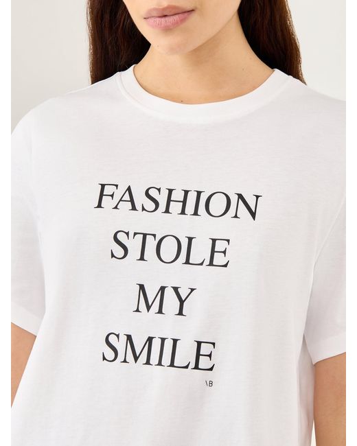 Victoria Beckham Slogan Tee Fashion Stole My Smile in White | Lyst UK