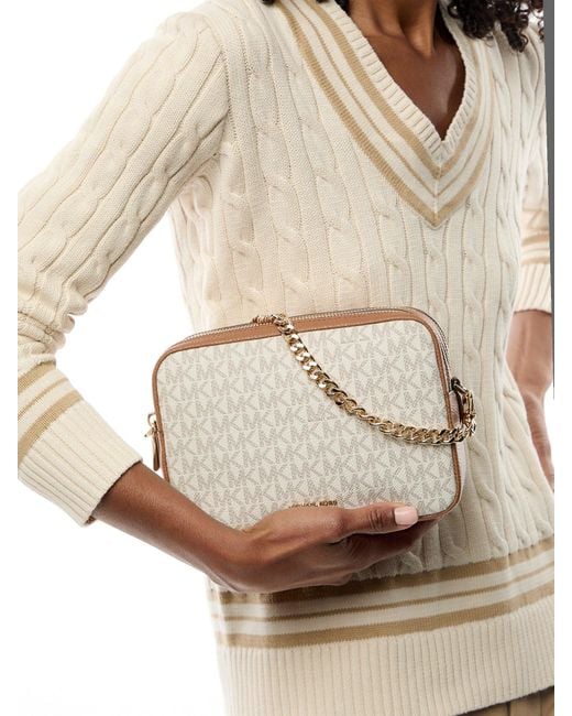 Michael Kors Bryant Md Double Zip Chain Camera Crossbody Bag in White | Lyst UK
