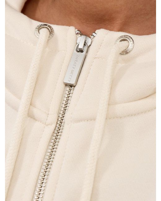 Sweaty Betty Premium Brushed Zip Through Cream in Natural | Lyst UK