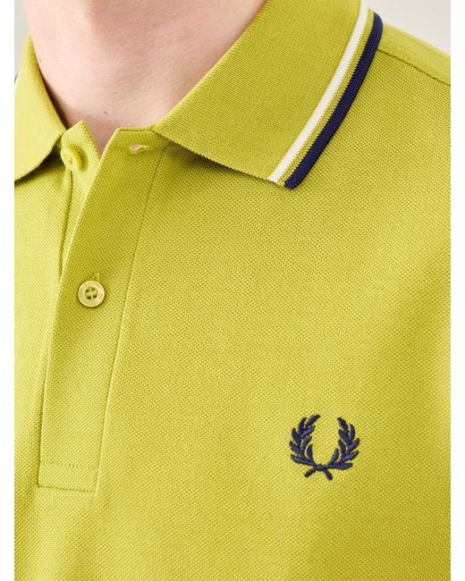 Fred Perry Twin Tipped Polo Shirt in Yellow for Men | Lyst UK