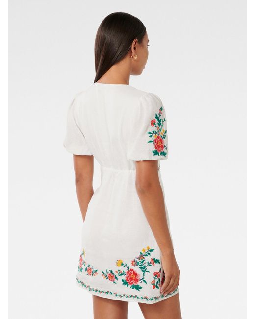 Forever New Veanne Embroidered Mini Dress in White | Lyst UK