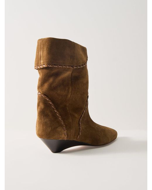 Isabel Marant Edoa Suede Stitch Boot Bronze in Natural | Lyst UK