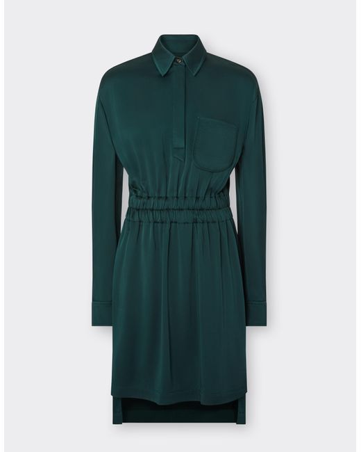 Ferrari Hammered Satin Midi Dress in Green | Lyst
