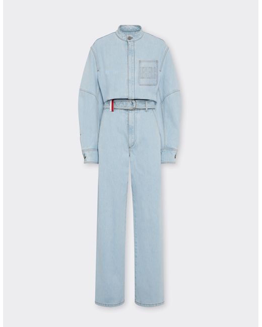 Ferrari X Charles Leclerc Stone-Washed Denim Jumpsuit in Blue | Lyst