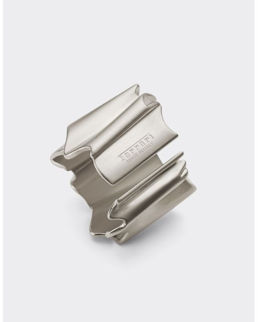 Ferrari Brass Ring With Satin Palladium Finish in White | Lyst