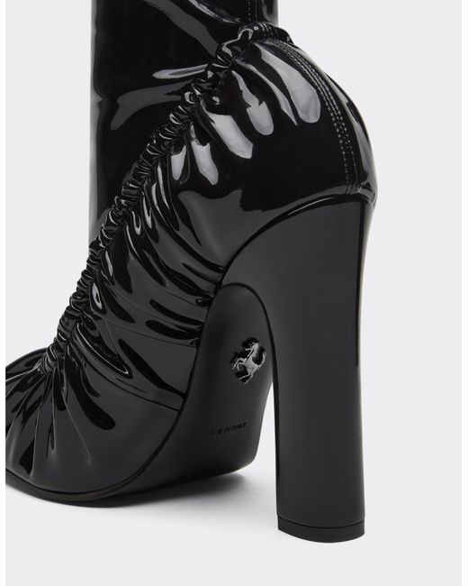 Ferrari Gathered Patent Leatherankle Boot With High Heel in Black | Lyst