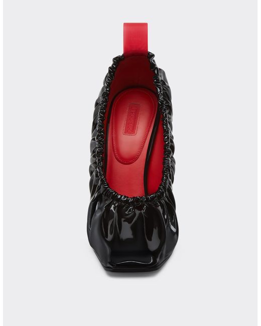 Ferrari Patent Leather Curled Pump Shoe in Black | Lyst