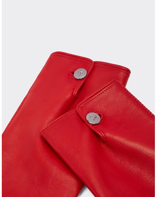 Ferrari Nappa Leather Gloves With Button in Red | Lyst