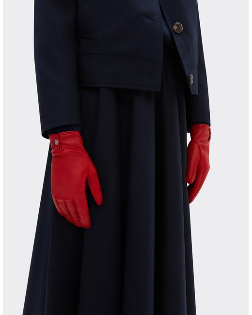 Ferrari Nappa Leather Gloves With Button in Red | Lyst