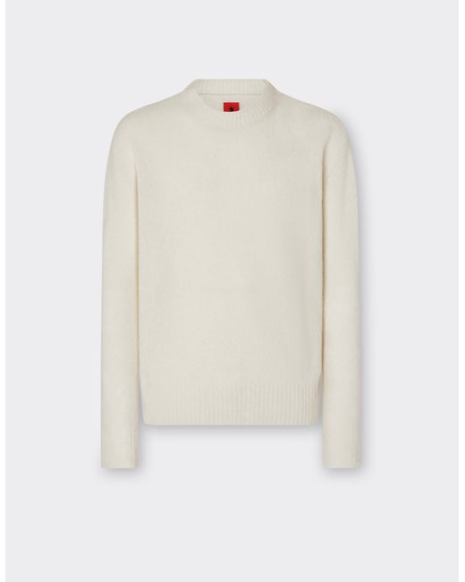 Ferrari Cashmere And Merino Wool Crew Neck Sweater in White for Men | Lyst