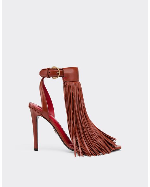 Ferrari Leather Sandals With Fringing in Red | Lyst UK