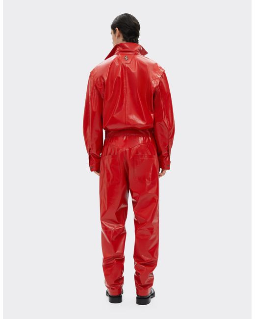 Ferrari Mirror Effect Leather Jumpsuit in Red | Lyst