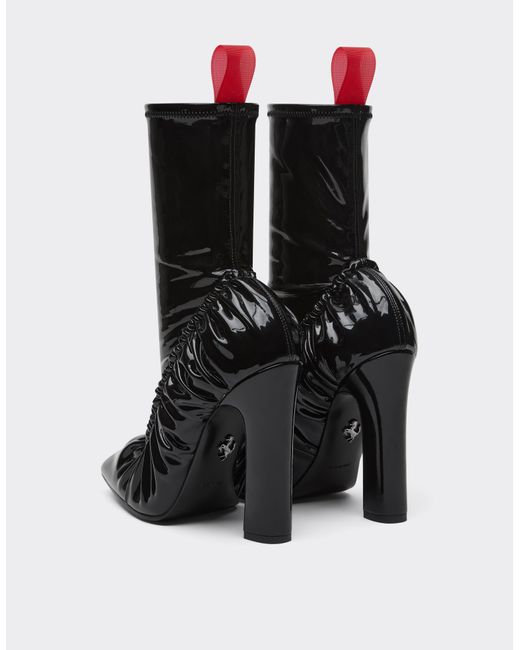 Ferrari Gathered Patent Leatherankle Boot With High Heel in Black | Lyst