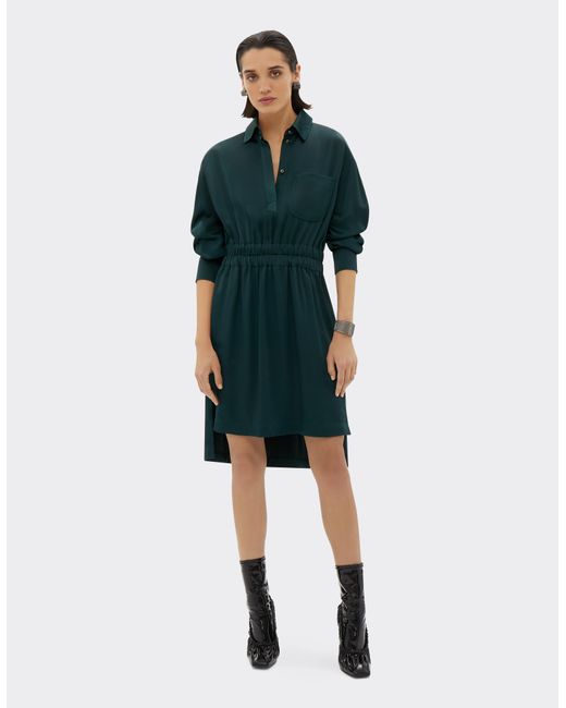 Ferrari Hammered Satin Midi Dress in Green | Lyst