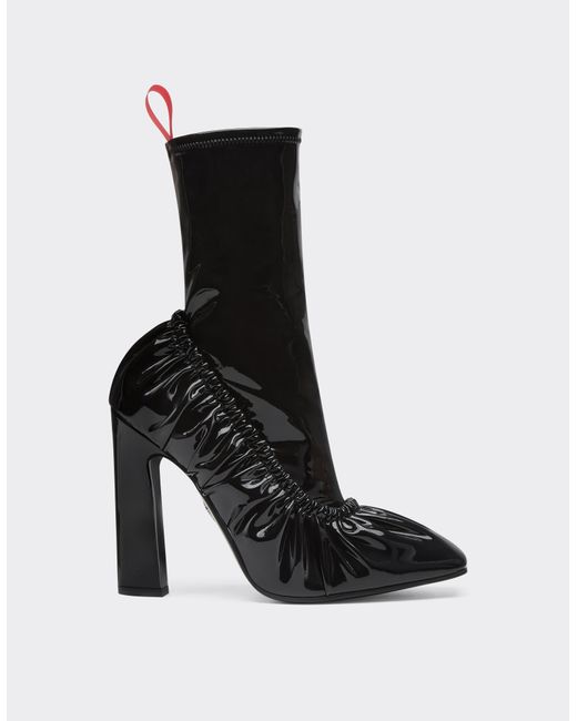 Ferrari Gathered Patent Leatherankle Boot With High Heel in Black | Lyst