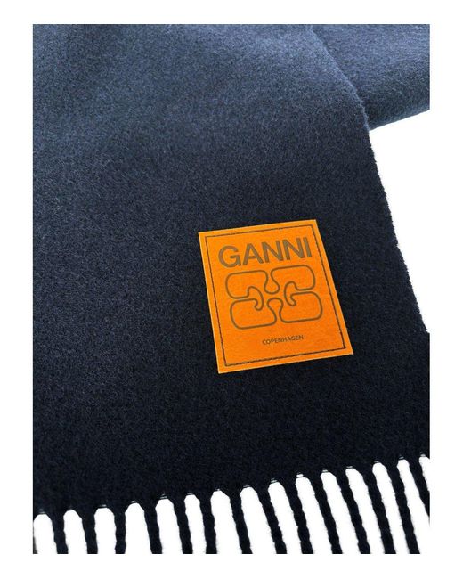 Ganni Blauer Schal in Blau | Lyst DE
