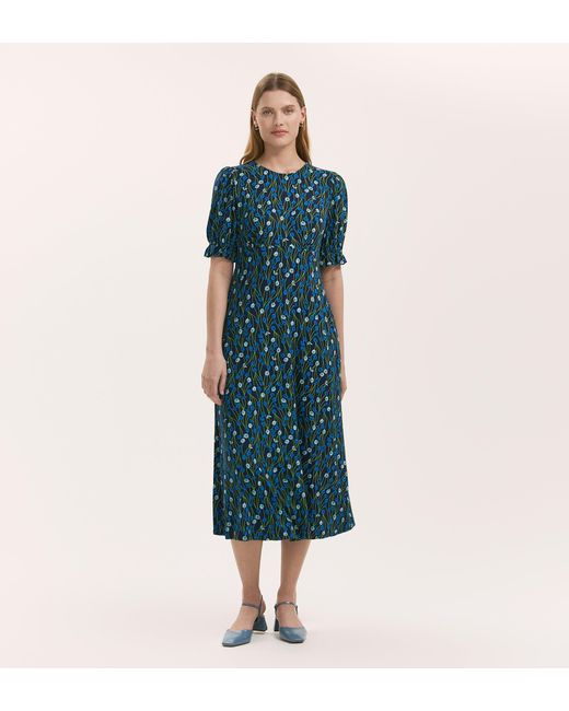 Finery London Lenisha Jersey Midi Tea Dress in Blue | Lyst UK