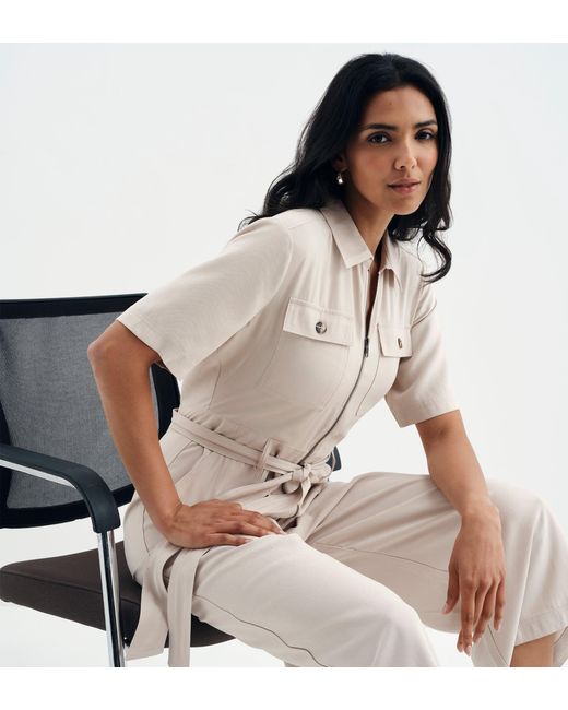 Finery London Marie Cupro Jumpsuit in Natural | Lyst UK