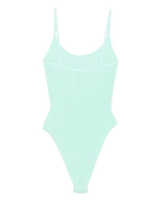 Hunza G Pamela Crinkle-texture Swimsuit in Green | Lyst UK