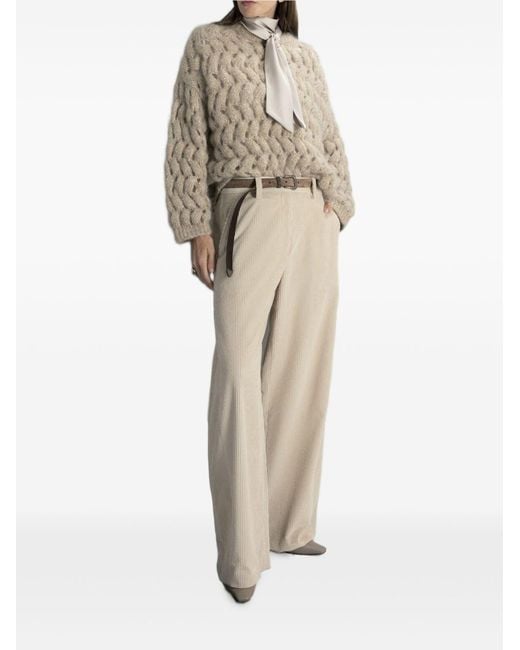 Brunello Cucinelli Soft Barrel Trousers in Natural | Lyst UK