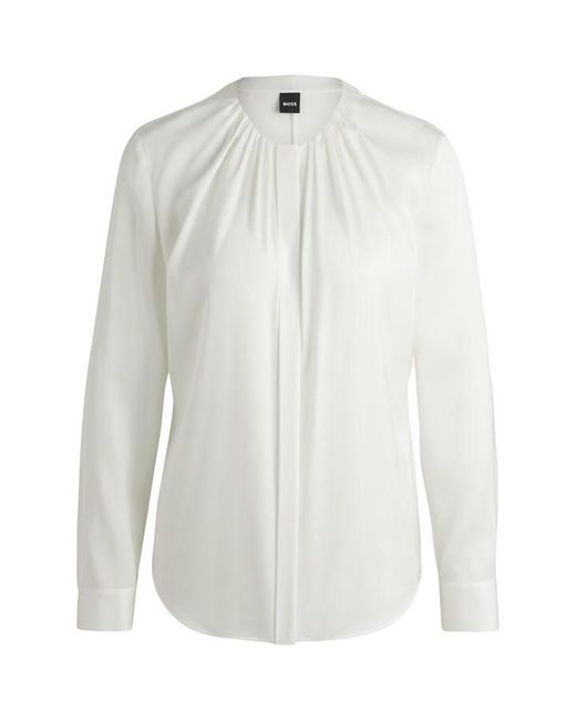 BOSS Banorah Long Sleeve Long Blouse in White | Lyst UK