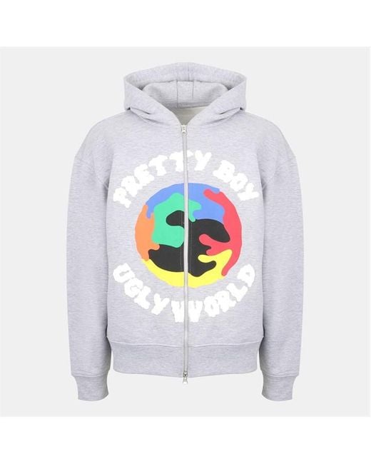 PRETTY BOY UGLY WORLD Cotton Long Sleeve Oversized Fit Zip Hoodie in ...
