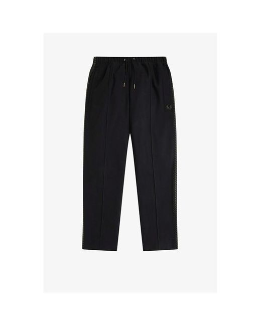 Fred Perry Side Tape Open Hem Woven Joggers in Black for Men | Lyst UK