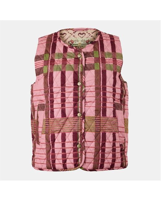 BARBOUR X FARM RIO Fernanda Liner Diamond Quilted Sleeveless Gilet in ...