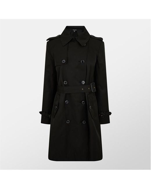 Ralph Lauren Double-Breasted Trench Coat in Black | Lyst UK