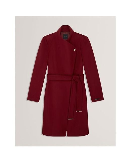 Ted Baker Rose Belted Midi Coat in Red | Lyst UK