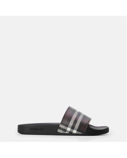 Burberry Vintage Check Furley Sliders in Black | Lyst UK