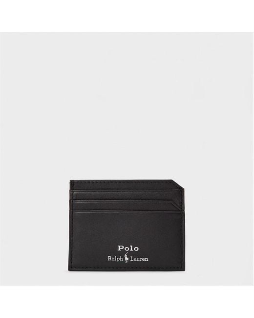 Polo Ralph Lauren Smooth Leather Card Case in Black for Men | Lyst UK