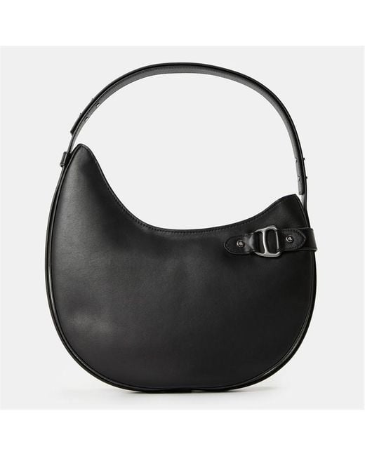 Ralph Lauren Real Leather Tasha Large Shoulder Bag in Black | Lyst UK