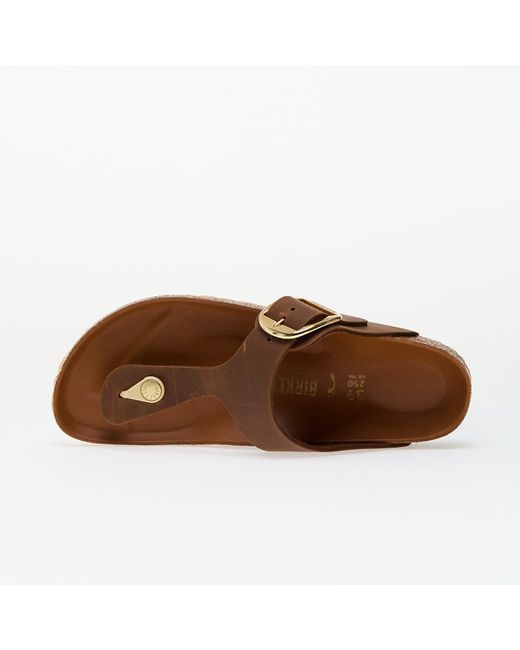 Birkenstock Sneakers Gizeh Big Buckle Natural Leather Oiled in Brown | Lyst