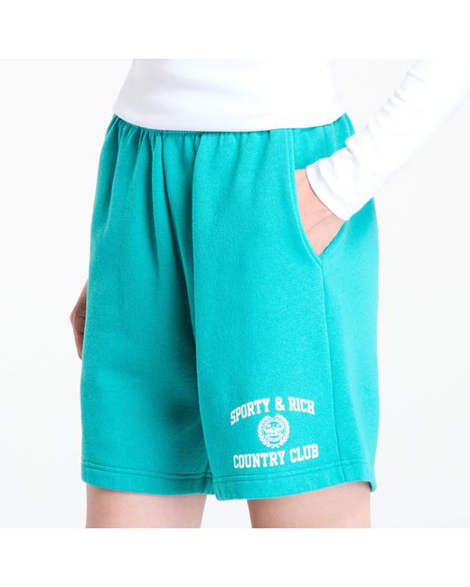 Sporty & Rich Shorts Varsity Crest Soft Gym Short in Blue | Lyst