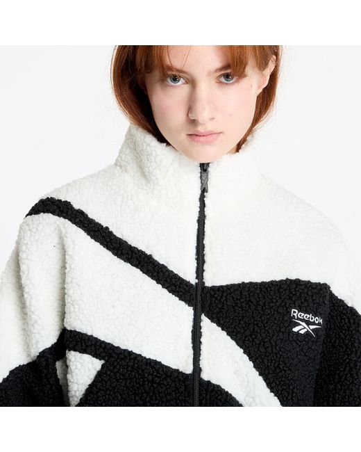 Reebok Jacket Classics Vector High-Pile Fleece Jacket in Black | Lyst